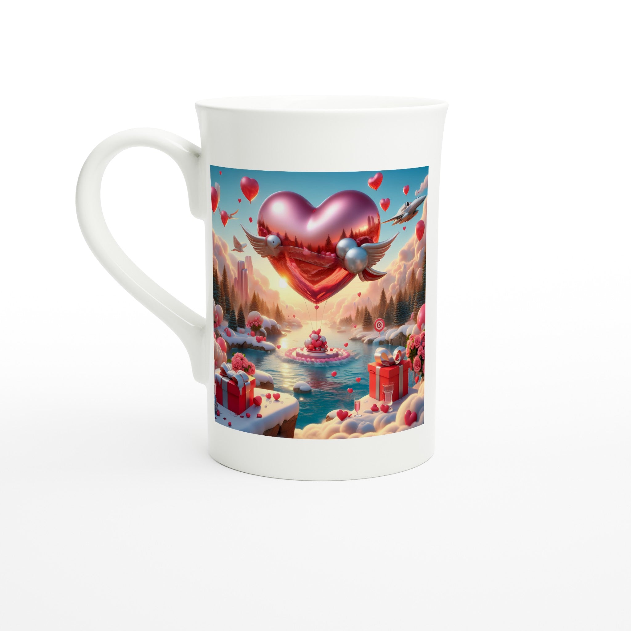 White 10oz Porcelain Slim Mug - Valentine's Day 47 – Essbia